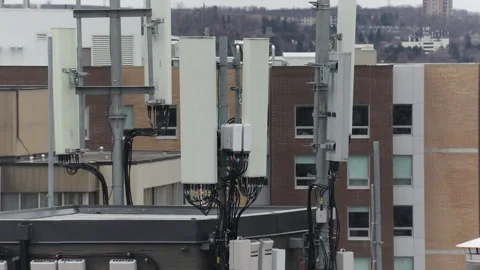 Cell tower site antenna and electronics ... | Stock Video | Pond5
