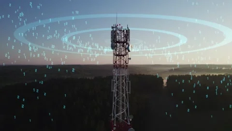 Cell tower transmits the signal, spreadi... | Stock Video | Pond5