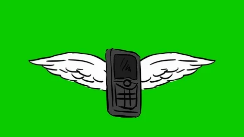 cellphone - animation - wings - green sc... | Stock Video | Pond5