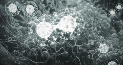 Cells multiplication under a microscope | Stock Video | Pond5