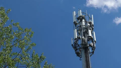 Cellular GSM tower with 3g, 5g transmitt... | Stock Video | Pond5