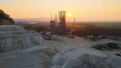 Cement factory at open pit mining of con... | Stock Video | Pond5