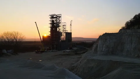 Cement factory at open pit mining of con... | Stock Video | Pond5