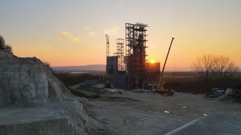 Cement factory at open pit mining of con... | Stock Video | Pond5