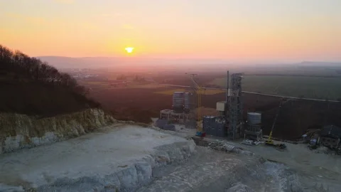 Cement factory at open pit mining of con... | Stock Video | Pond5