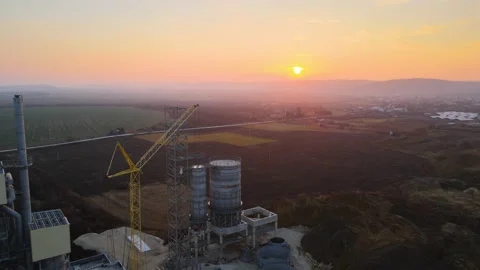 Cement factory at open pit mining of con... | Stock Video | Pond5