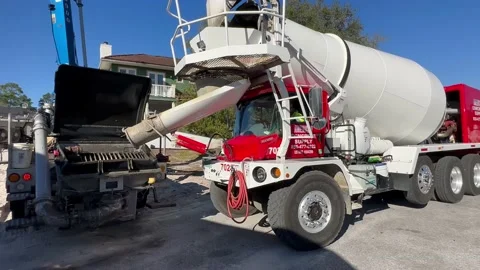 Cement truck filling pump truck hopper w... | Stock Video | Pond5