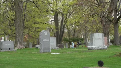 cemetery graveyard burial site wide shot... | Stock Video | Pond5