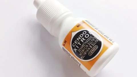 Cendo Xitrol Eye drops liquid medication... | Stock Video | Pond5