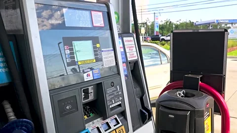 Off-center angled fuel pump at Murphy US... | Stock Video | Pond5