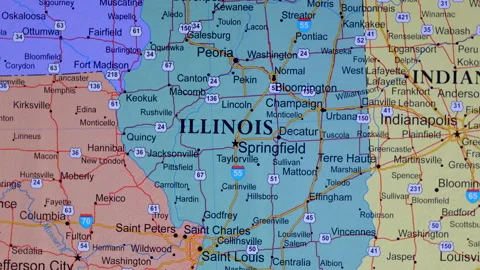 CENTRAL ILLINOIS ROAD MAP. 4K, ECU, MAC... | Stock Video | Pond5