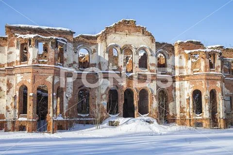 The central part of the facade of the ruins of the ancient Potemkin ...