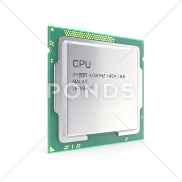 Central processor unit, CPU isolated on white. 3d illustration: Royalty ...