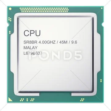 Central processor unit CPU top view isolated on whitebackground. 3d ...