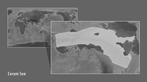 Ceram Sea. Grayscale map. Patterson Cyli... | Stock Video | Pond5