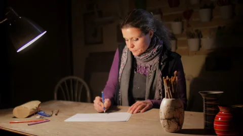 Ceramic maker designing artwork with pen... | Stock Video | Pond5