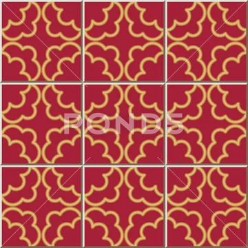 Ceramic tile pattern Golden Curve Cross Frame Line: Royalty Free #90270450
