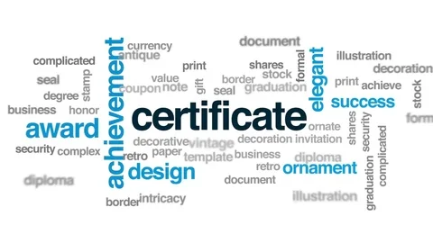 Certificate animated word cloud, text de... | Stock Video | Pond5