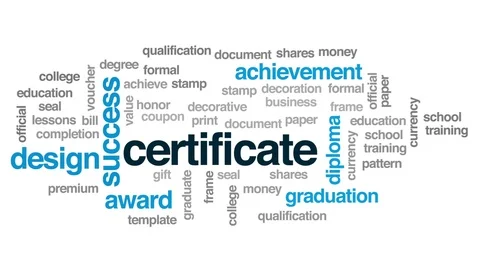 Certificate animated word cloud, text de... | Stock Video | Pond5