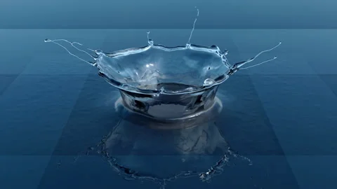 CG animation of a crown splash in slow m... | Stock Video | Pond5