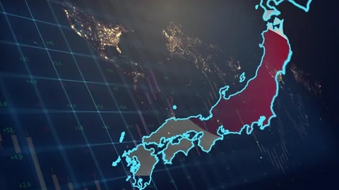 CG Geographical map of Japan with its fl... | Stock Video | Pond5