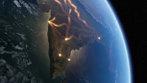 CGI animation of migration traveling acr... | Stock Video | Pond5