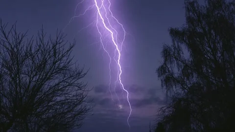 CGI Animation: Purple lightning strikes ... | Stock Video | Pond5