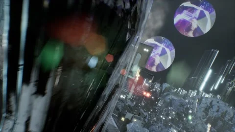 CGI environment of rainy day at a sci-fi... | Stock Video | Pond5