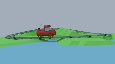 cgi low polygon train transportation veh... | Stock Video | Pond5