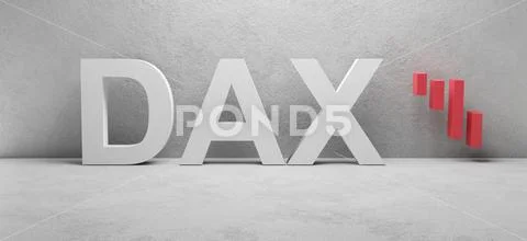 Cgi render illustration of the white word DAX infront of a white ...