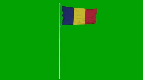 Chad Flag Waving on wind on green screen... | Stock Video | Pond5