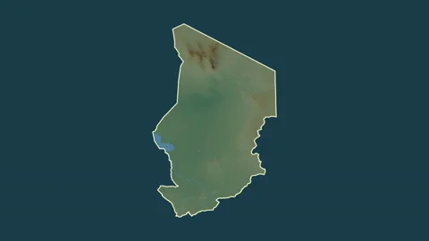 Chad map - cartoon. Border. Physical. | Stock Video | Pond5