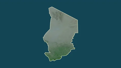 Chad map - cartoon. Regions. Satellite. | Stock Video | Pond5