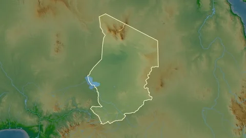 Chad map - solid. Regions. Physical. Lab... | Stock Video | Pond5