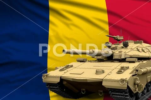 Chad modern tank with not real design on flag ~ Clip Art #165045551