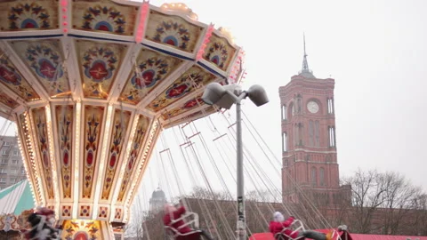Chain carousel, amusement park, people r... | Stock Video | Pond5