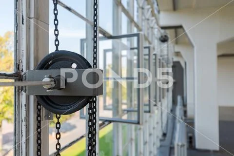 Chain pull for opening and closing big windows in the Bauhaus Dessau ...