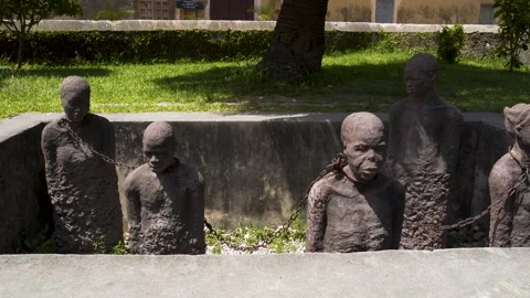 Chained slaves memorial sculpture in Sto... | Stock Video | Pond5