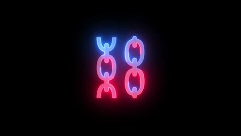 Chains icon neon glowing animation black... | Stock Video | Pond5