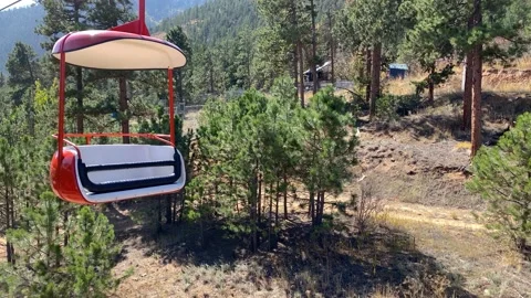 Chair of aerial tram, Colorado amusement... | Stock Video | Pond5