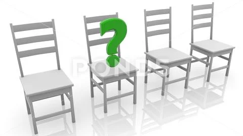 Chair and question mark concept in white and green: Graphic #101911417