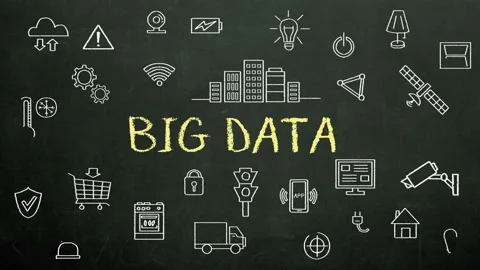 Chalk drawing of 'BIG DATA' and various ... | Stock Video | Pond5