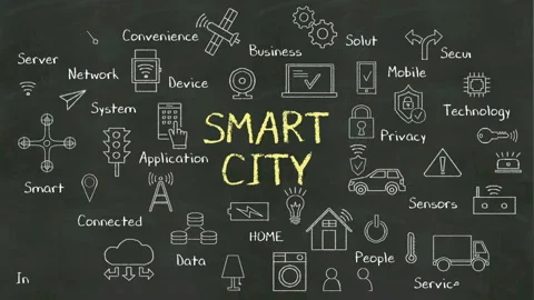 Chalk drawing of 'SMART CITY' and variou... | Stock Video | Pond5