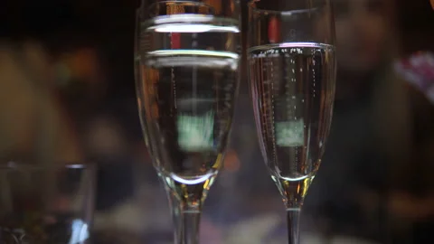 Champagne in Glasses in night club with ... | Stock Video | Pond5