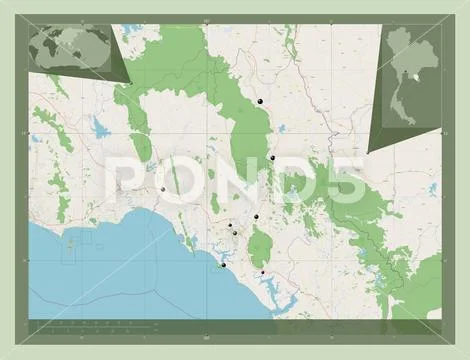 Chanthaburi, Thailand. Open Street Map. Locations of major cities of ...