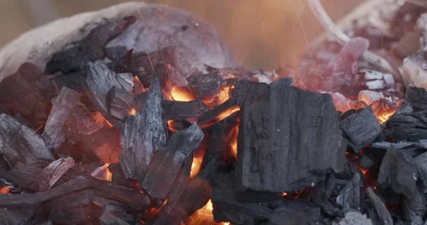 Char fire on kiln, hot fire and charcoal... | Stock Video | Pond5
