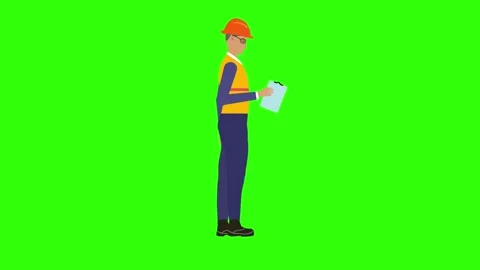Character animation of engineer, looking... | Stock Video | Pond5