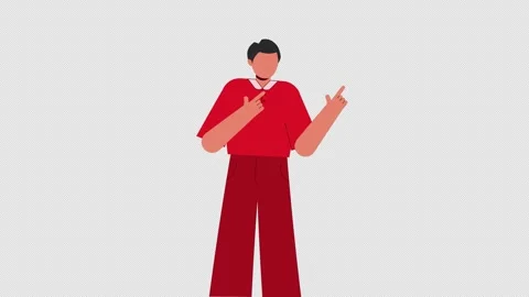 Character Pointing Pose Animation 4K On ... | Stock Video | Pond5