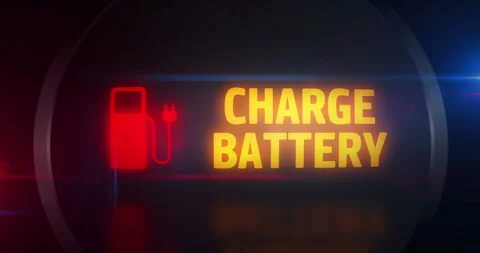 Charge battery symbol light flashing on ... | Stock Video | Pond5