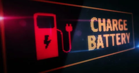 Charge battery symbol light flashing on ... | Stock Video | Pond5